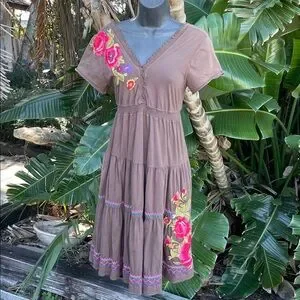 Johnny Was | Dresses | Johnny Was Embroidered Dress With Tiered Skirt ...